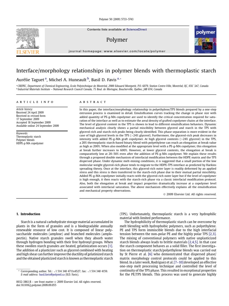 Interface-Morphology Relationships in Polymer Blends With Thermoplastic ...