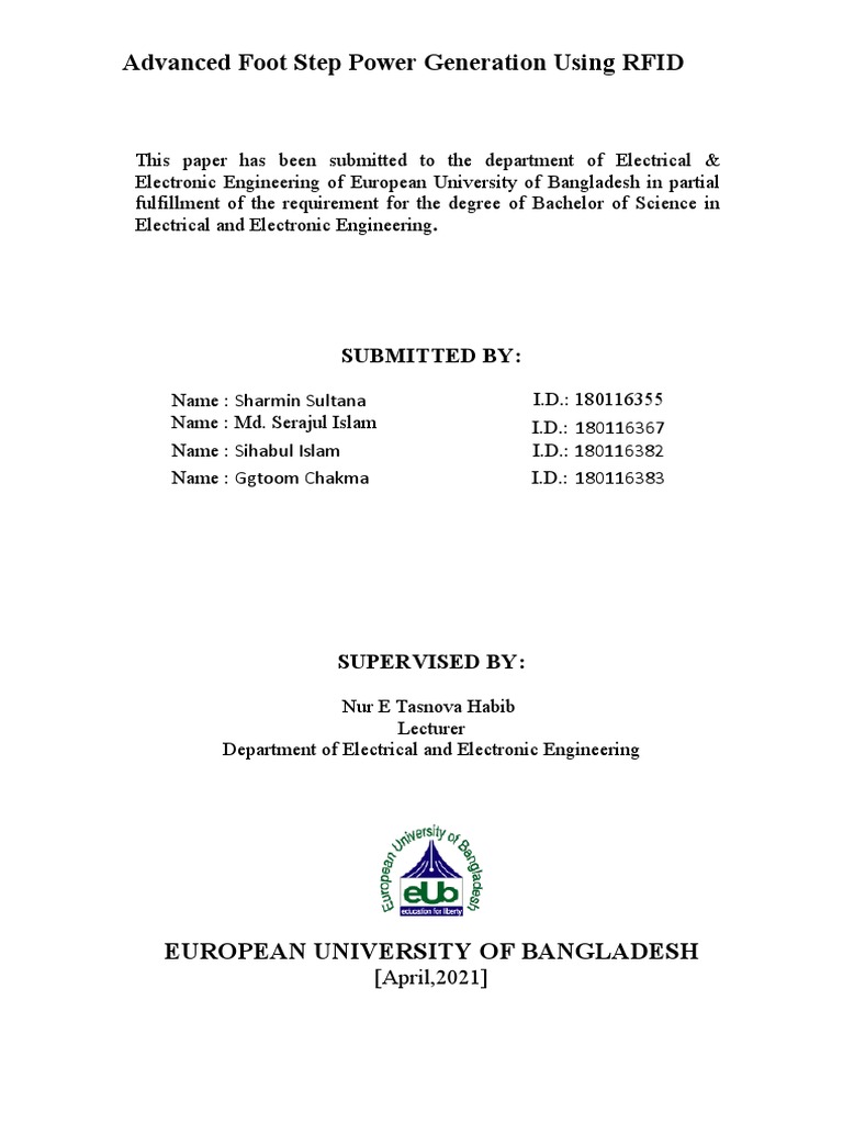 Advanced Foot Step Power Generation Using RFID | PDF | Piezoelectricity ...