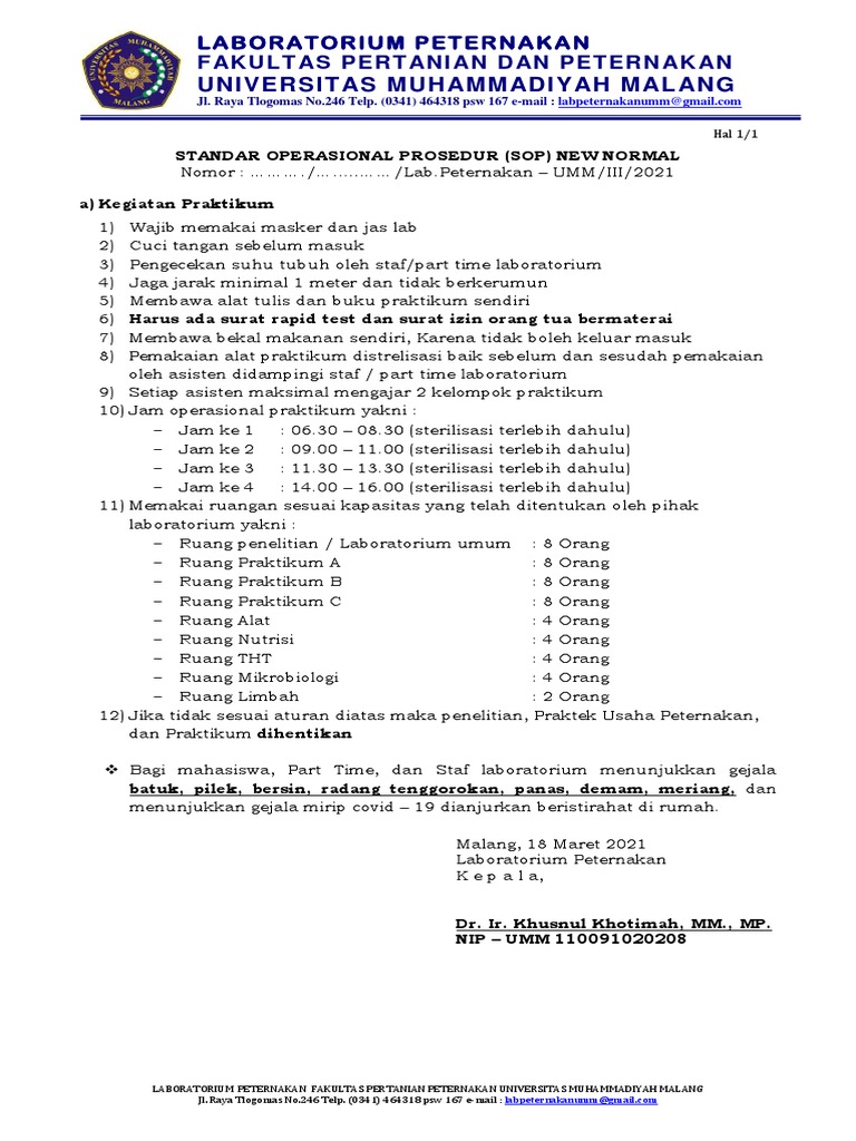 SOP-Praktikum Luring New Normal | PDF