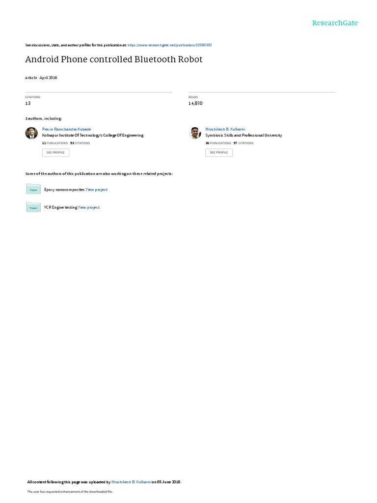Android Phone Controlled Bluetooth Robot Pdf Bluetooth