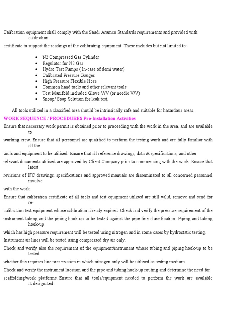 Leak Test Procedure Instrument | Download Free PDF | Leak | Pipe (Fluid ...