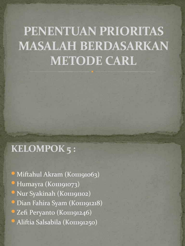 Penentuan Prioritas Masalah Berdasarkan Metode Carl | PDF