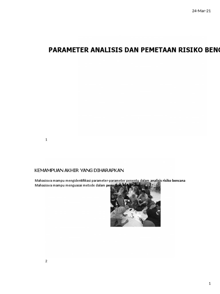 05 - Parameter Analisis Dan Pemetaan Risiko Bencana-Dikonversi | PDF