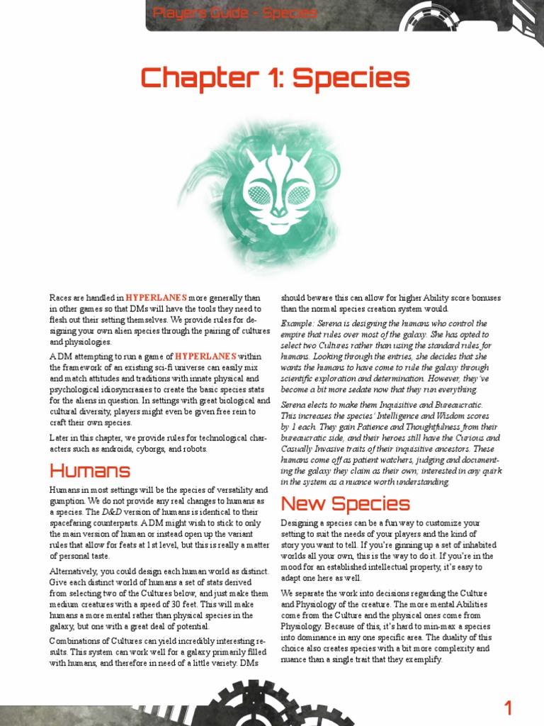 HYPERLANES - Chapter 1 Species | PDF | Cyborg | Reptile