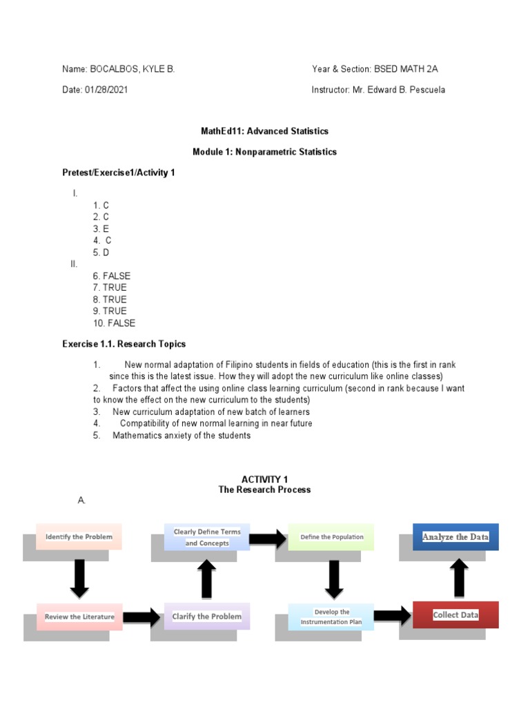 Mathed11: Advanced Statistics Module 1: Nonparametric Statistics ...