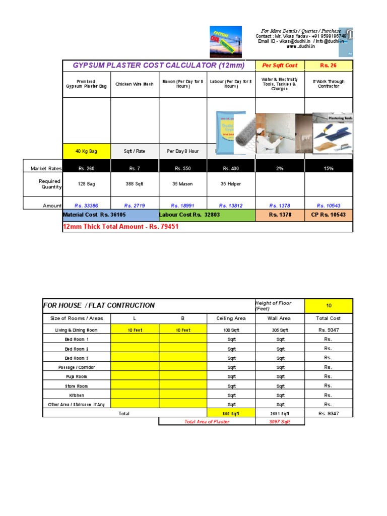 Gypsum Plaster Rate Analysis | PDF | Plaster | Economic Sectors