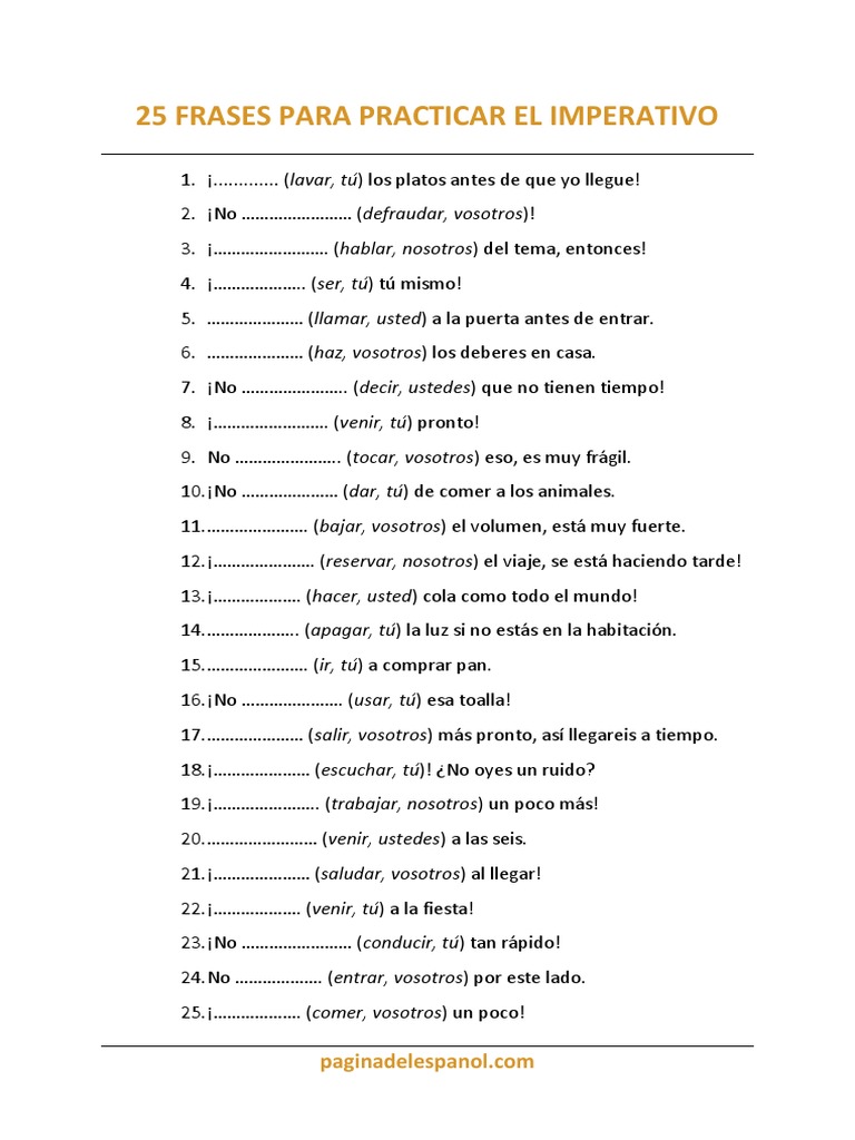 25 Frases para Practicar El Imperativo | PDF