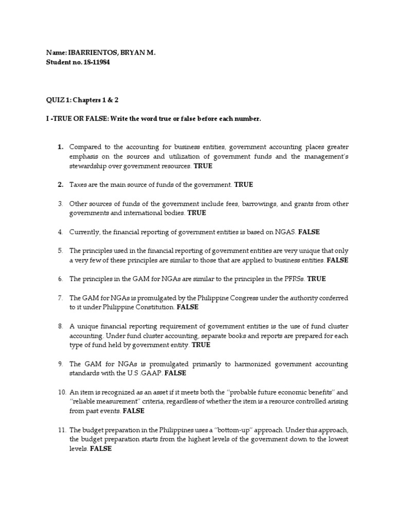 QUIZ | PDF | Accounting | Financial Statement