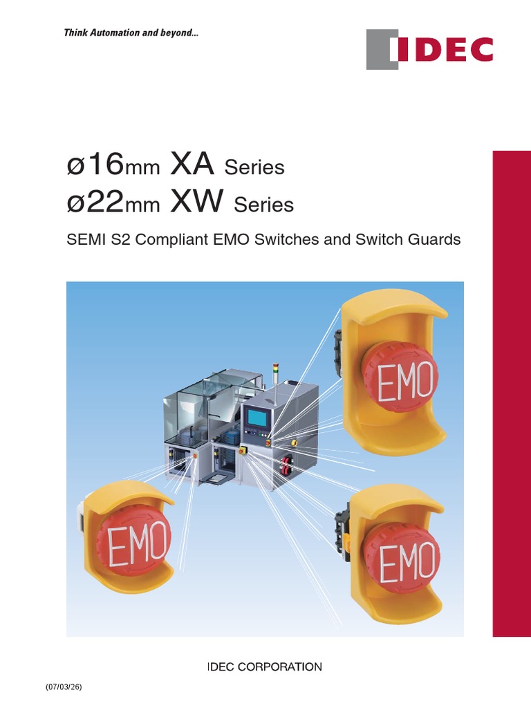 16 MM XA Series & 22 MM XW Series SEMI S2 Compliant EMO Swit | PDF ...