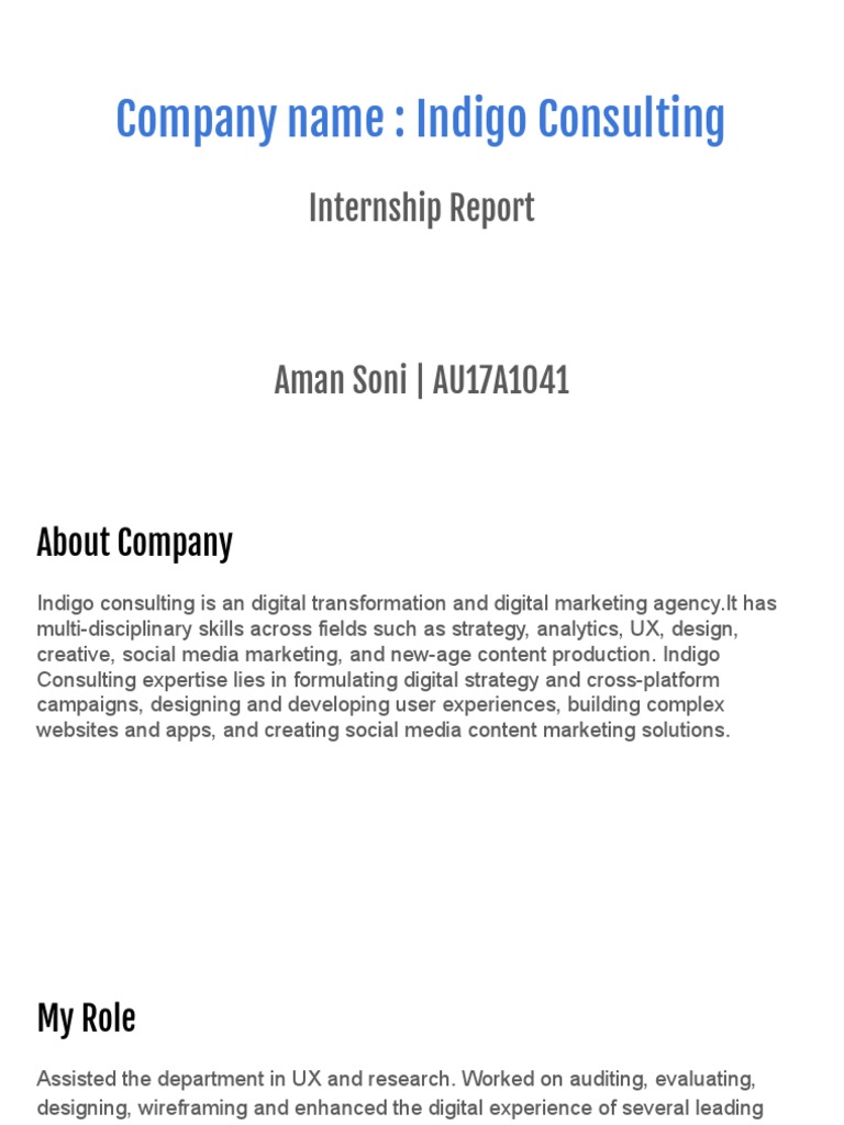 Aman Soni - Internship Report | PDF | Analytics | Business