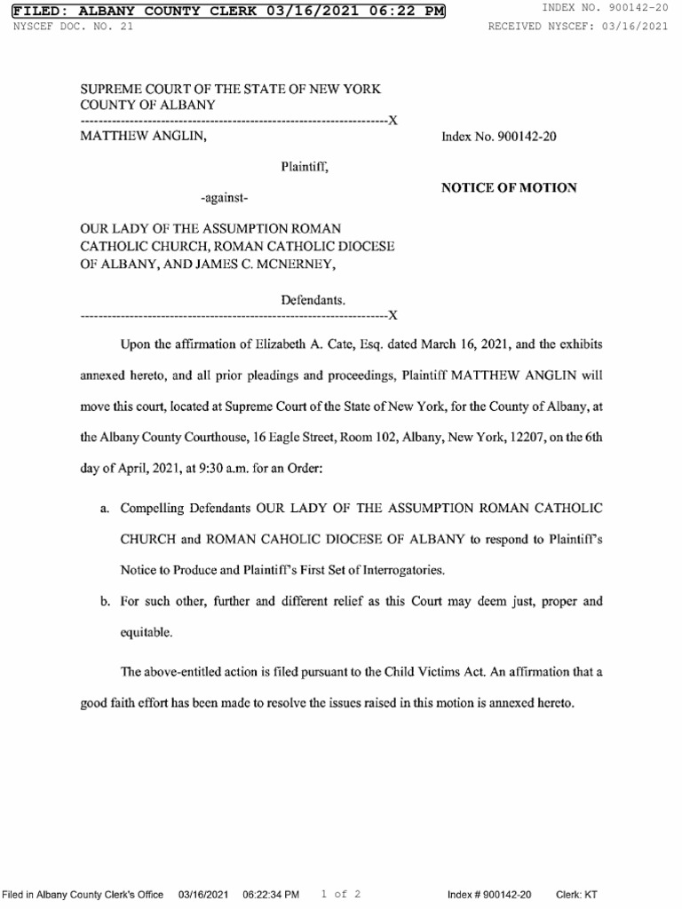 20 Matthew Anglin V Matthew Anglin NOTICE of MOTION 21 | PDF ...