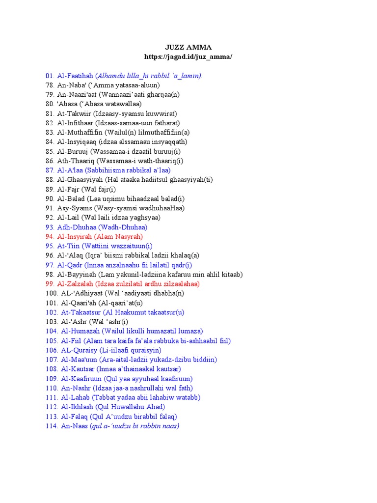 Juzz Amma | PDF | Medieval Arabic Texts | Quran