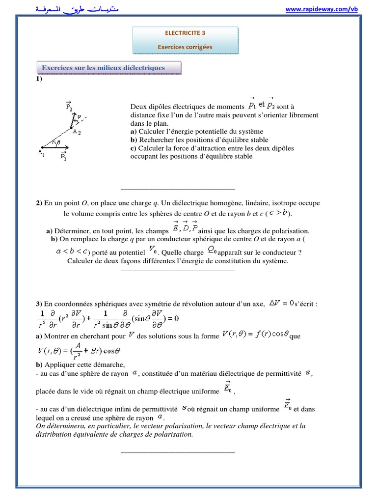 Exercices sur les milieux diélectriques | PDF | Diélectrique | Permittivité