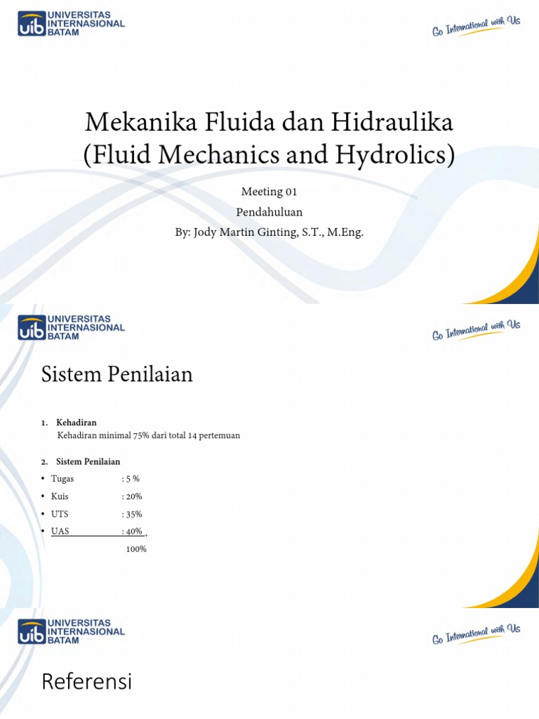 Meeting 01 Mekanika Fluida Dan Hidraulika | PDF