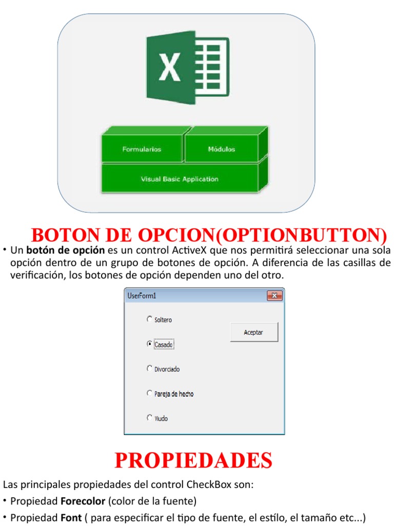 Uso de Botones de Opción en Excel | PDF