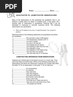 Observation vs Inference Worksheet | PDF | Observation | Inference