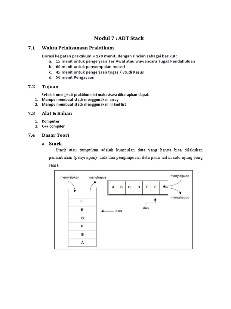Praktikum ADT Stack: Array & Linked List | PDF