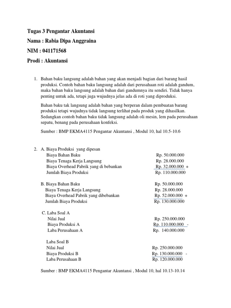 TUGAS 3 Pengantar Akuntansi | PDF
