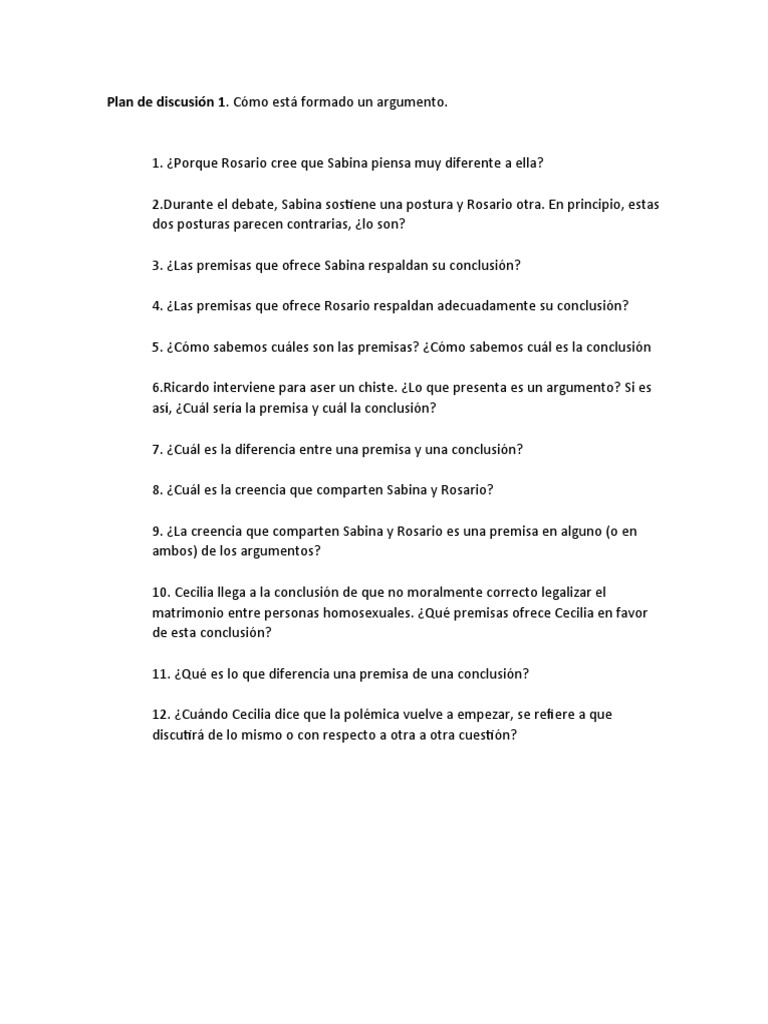 Plan de Discusión 1 | PDF | Filosofía