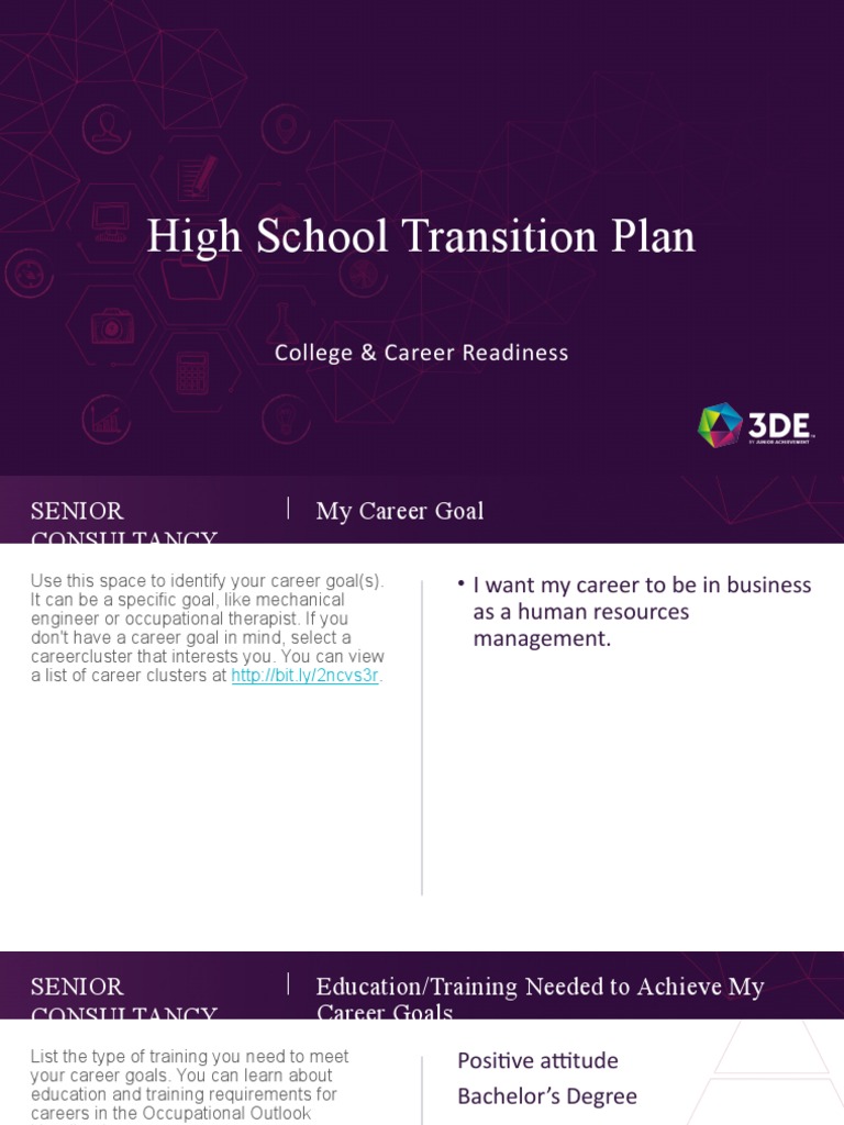 Senior Consultancy High School Transition Plan HJ | PDF | Goal ...