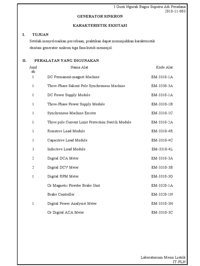MODUL Karakteristik Eksitasi | PDF