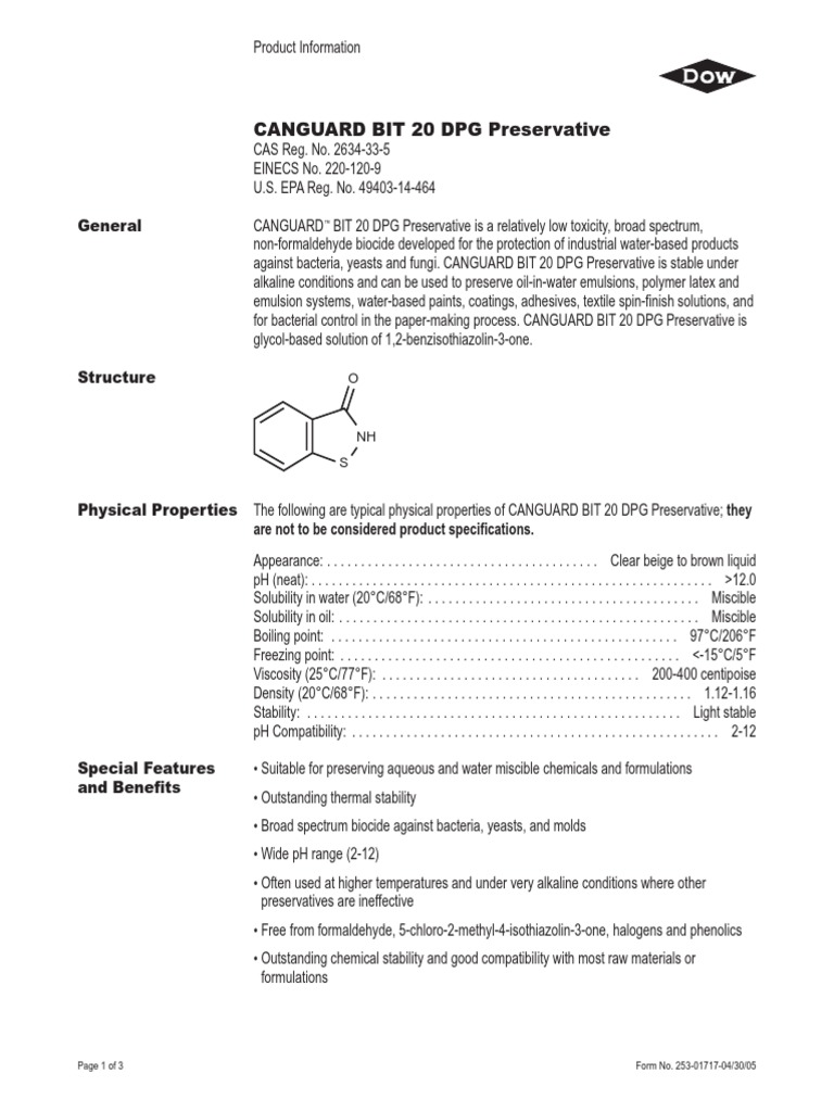 CANGUARD BIT 20 DPG Preservative: Are Not To Be Considered Product ...