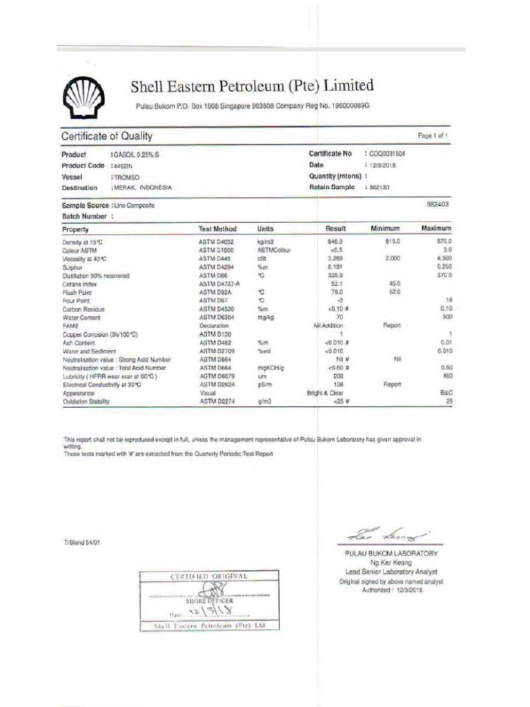 COQ High Sulfur 18 | PDF