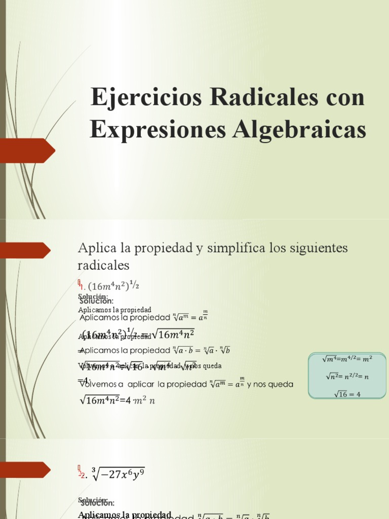 Radicales Con Expresiones Algebraicas | PDF