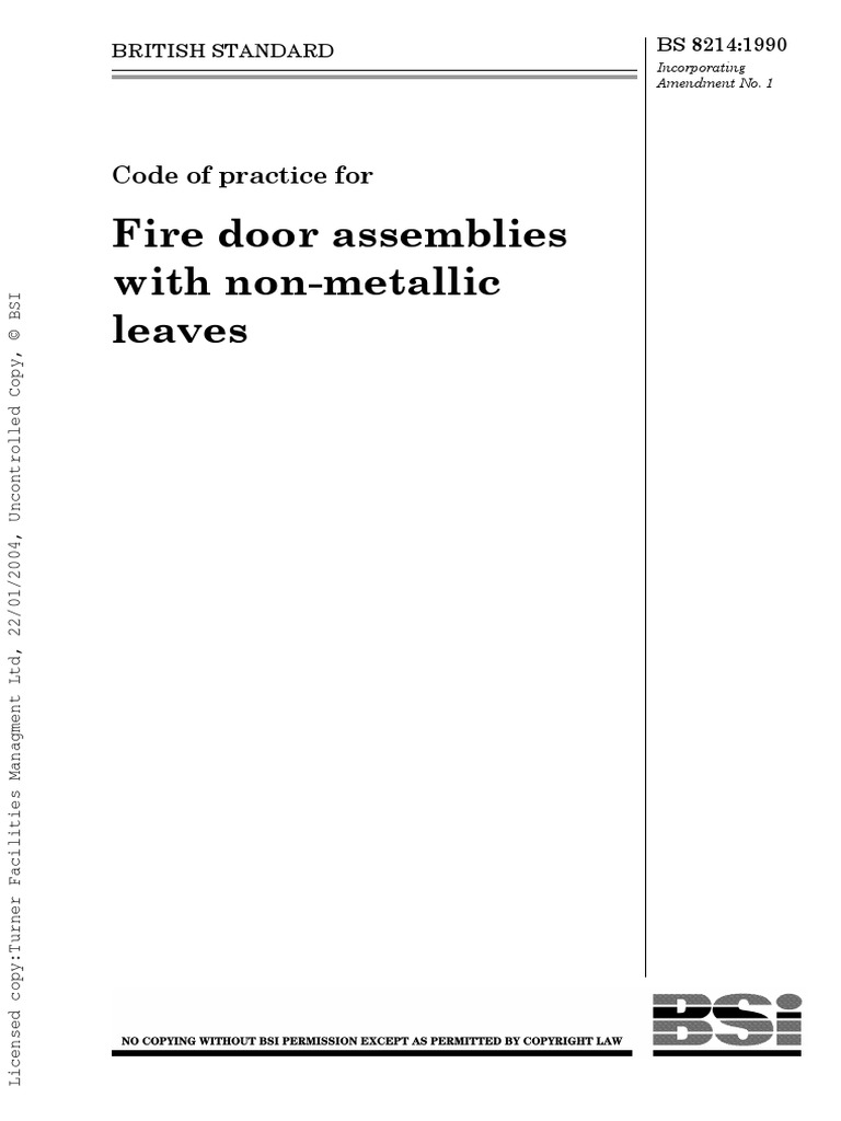 BS 8214 Fire Doors 1990 | PDF | Door | Fires