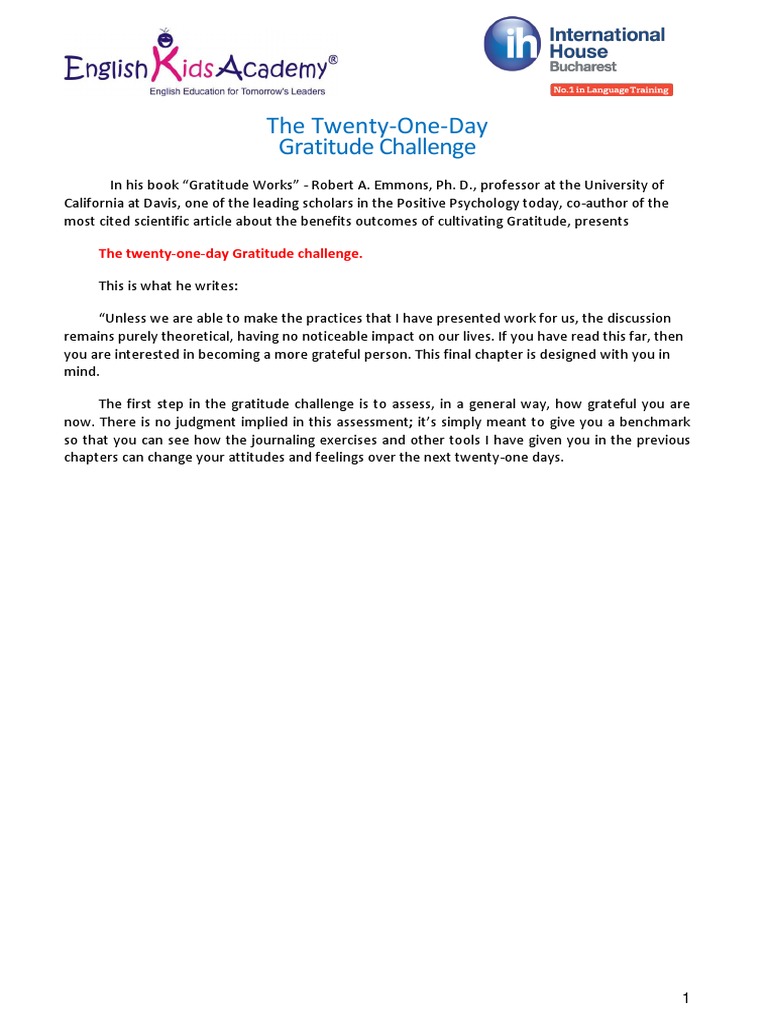 21-Day Gratitude Challenge Guide | PDF | Gratitude | Human Nature