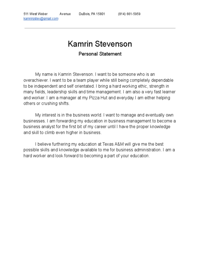 Personal Statement | PDF | Career & Growth