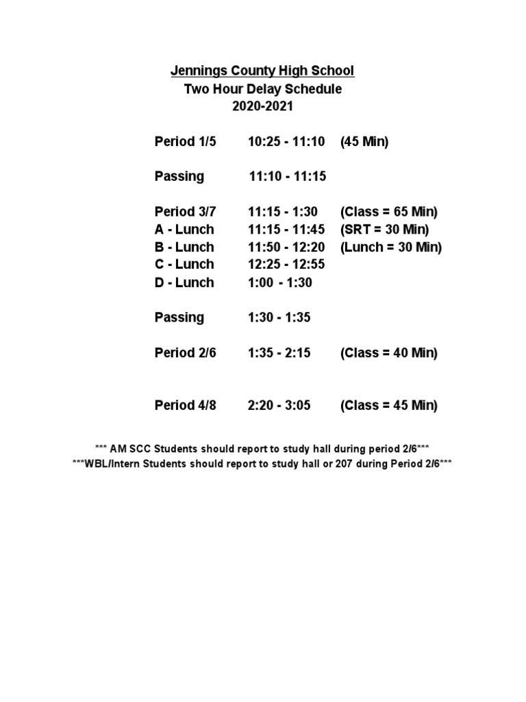 2 Hour Delay Bell Schedule-1 | PDF