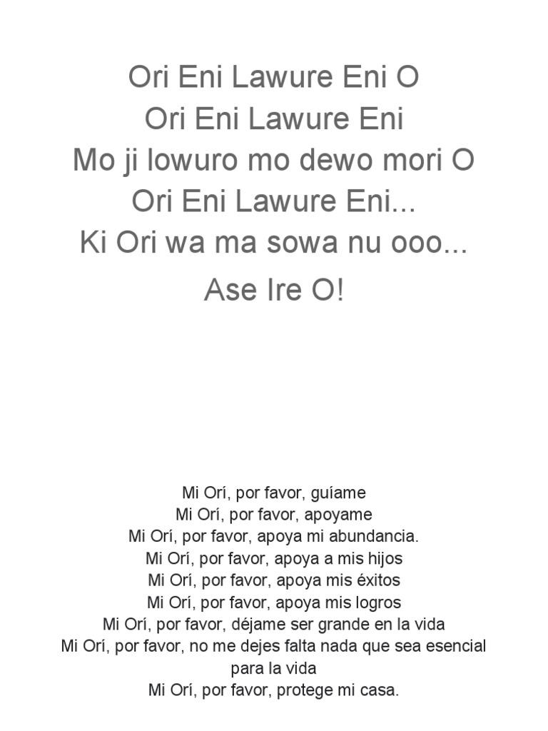 Ori Eni Lawure Eni O Ori Eni Lawure Eni Mo Ji Lowuro Mo Dewo Mori O Ori ...