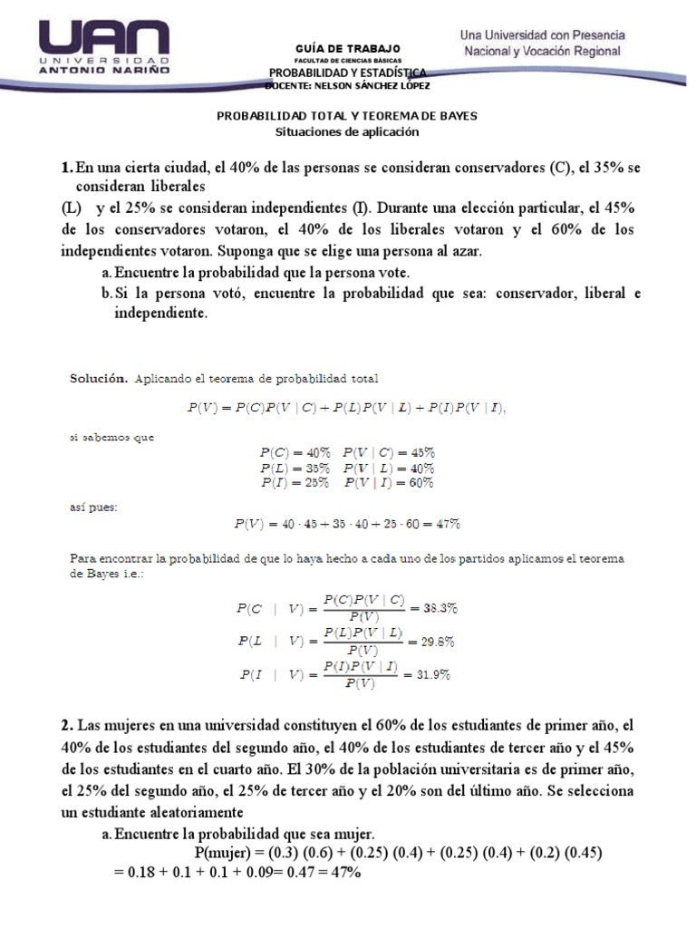 Probabilidad Total y Teorema de Bayes | PDF | Probabilidad | Probabilidades y estadísticas