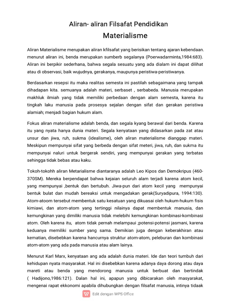 Aliran Materialisme | PDF