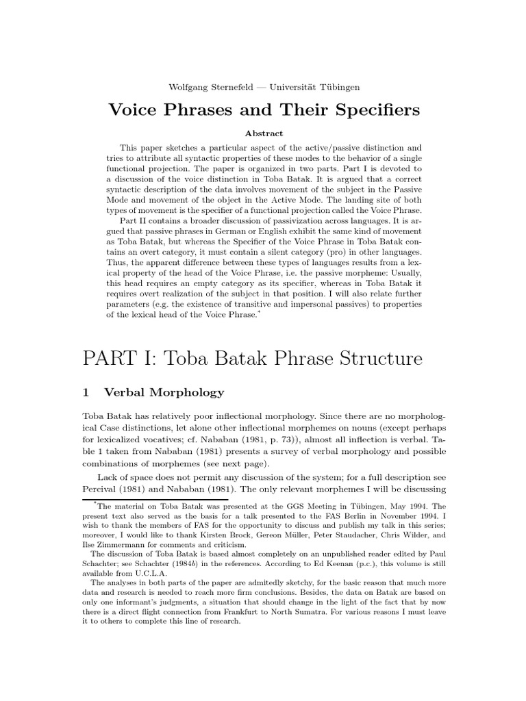 Voice Phrases and Their Specifiers | PDF | Phrase | Verb