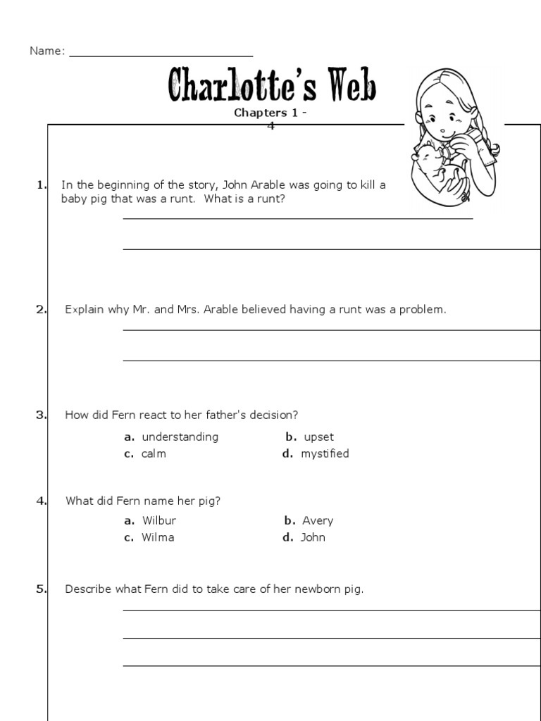 Charlotte's Web Chapters 1-4 Quiz | PDF