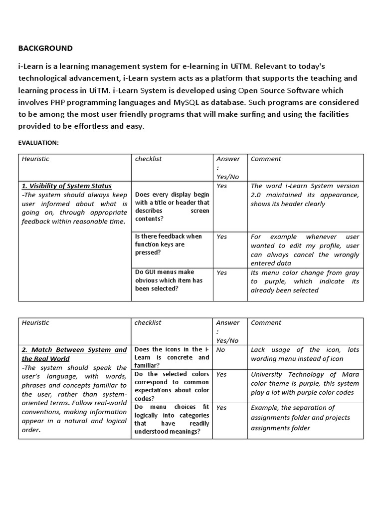 UiTM i-Learn System Usability Review | PDF | Icon (Computing) | Menu ...
