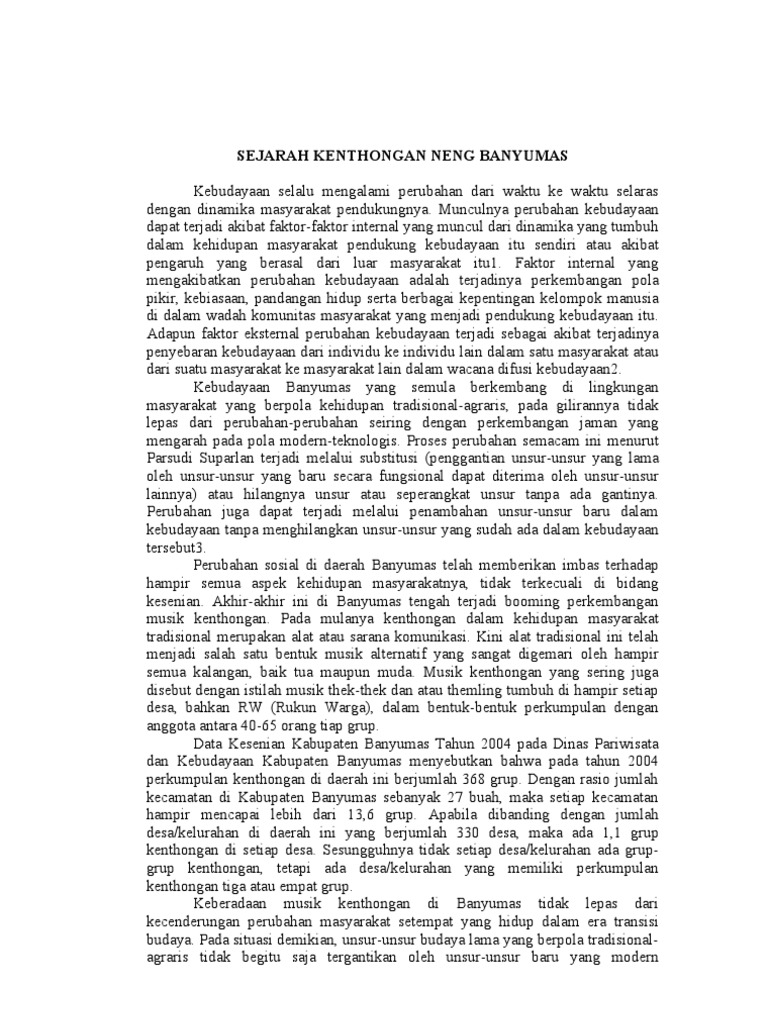 Perkembangan Musik Kenthongan di Banyumas | PDF