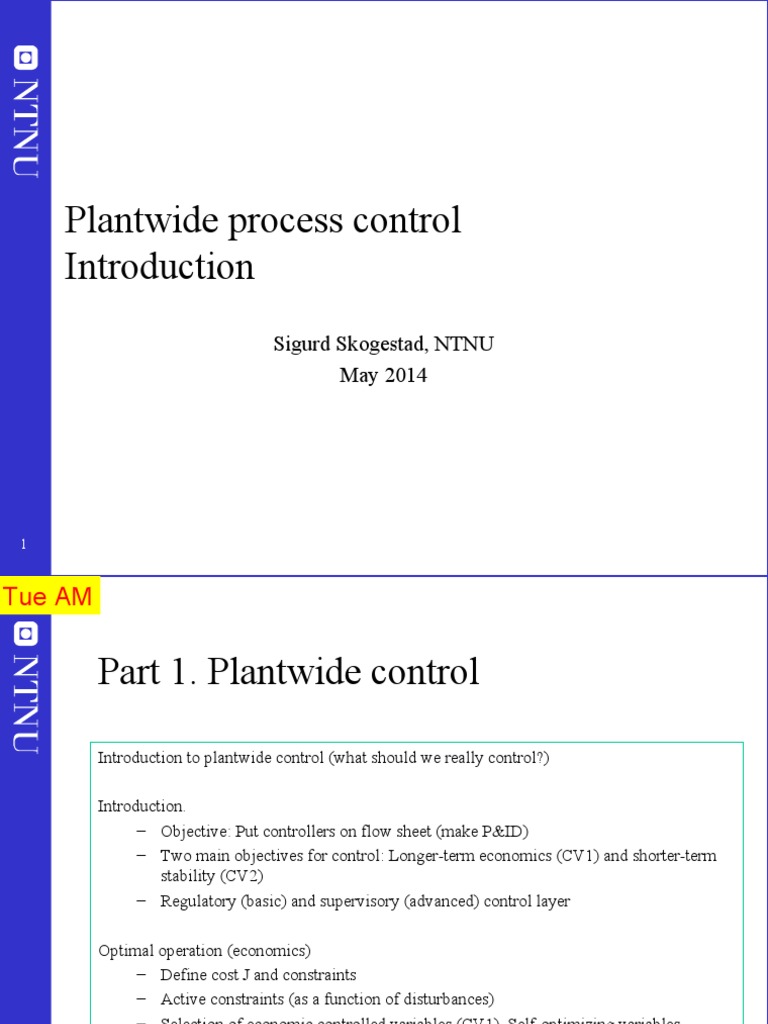 Course1 - Plantwide | PDF | Process Control | Mathematical Optimization