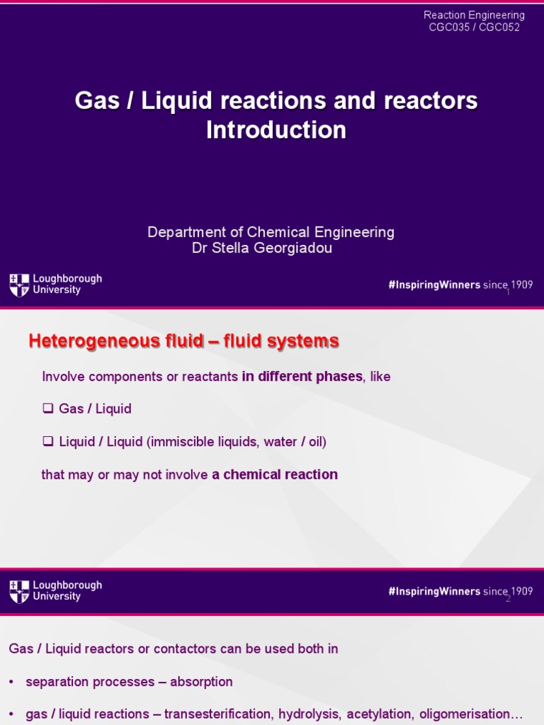 Gas Liquid Reactions and Reactors - Introduction | PDF | Chemical ...