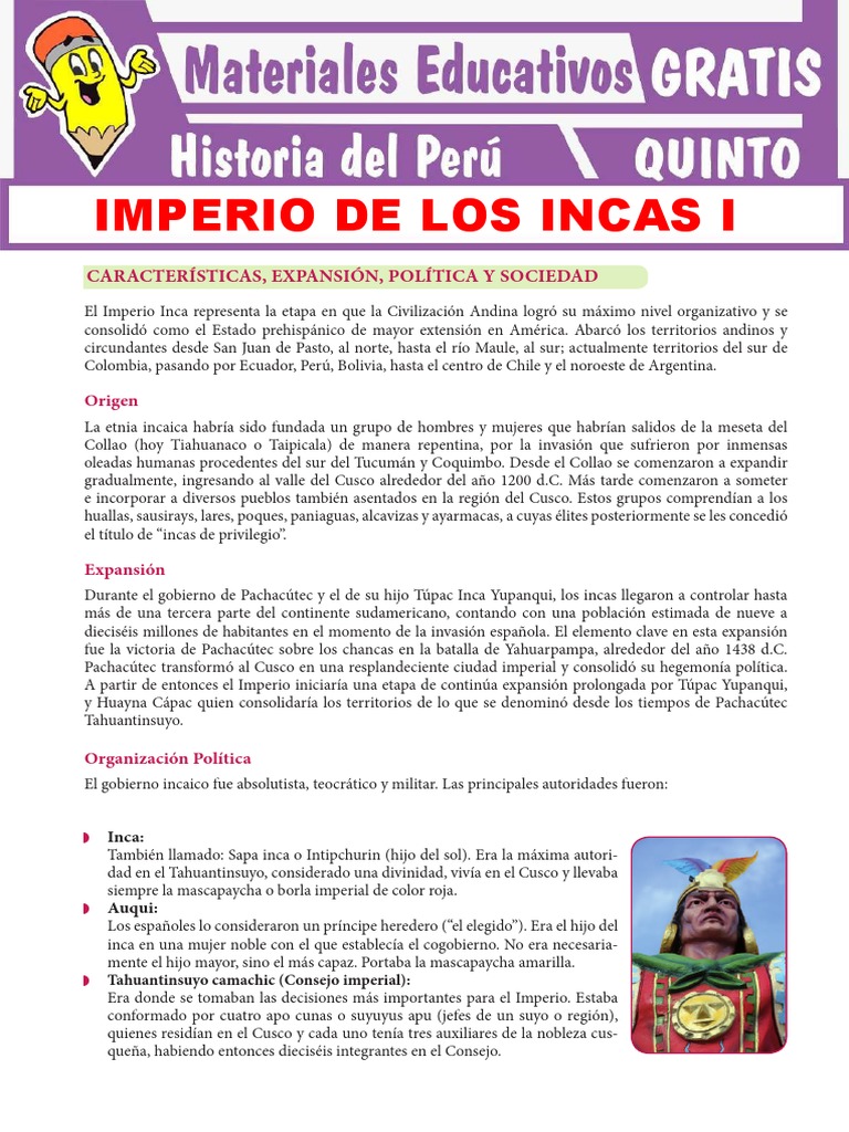 Imperio de Los Incas I para Quinto Grado de Secundaria | PDF | Imperio ...