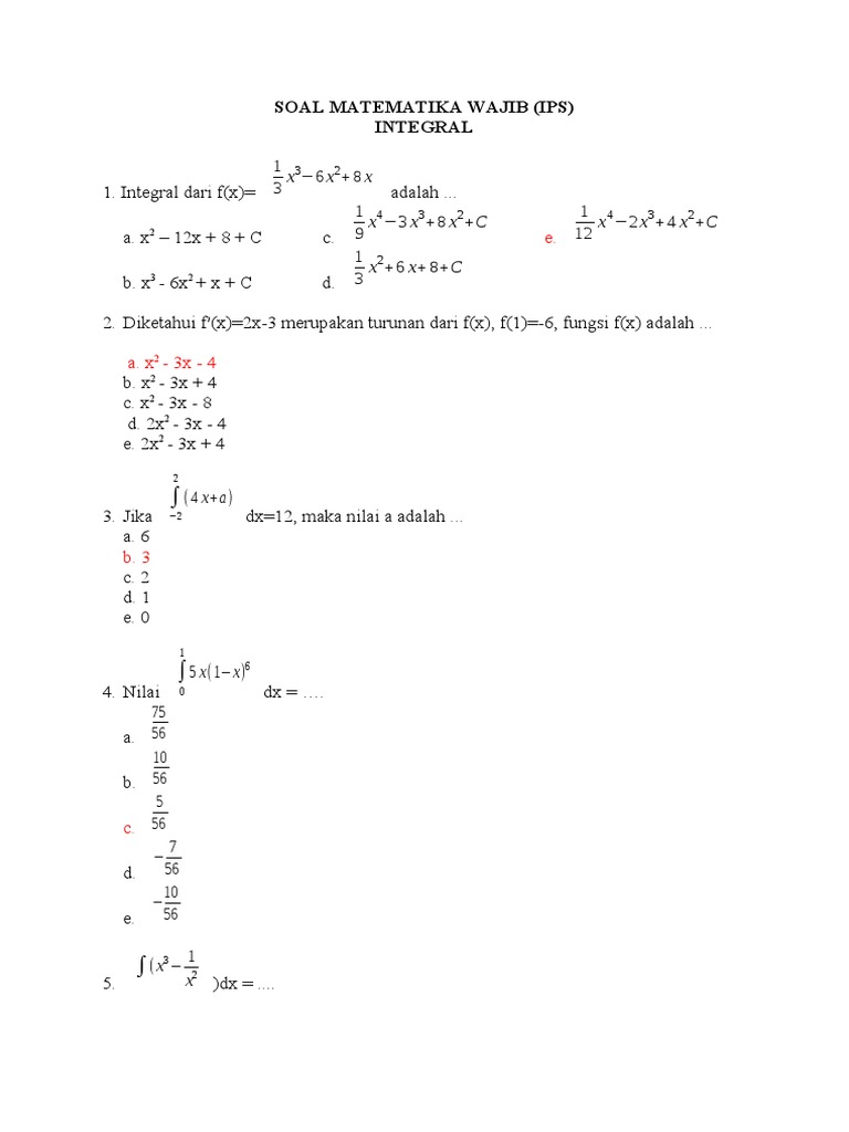 Soal Mat Integral Gen | PDF