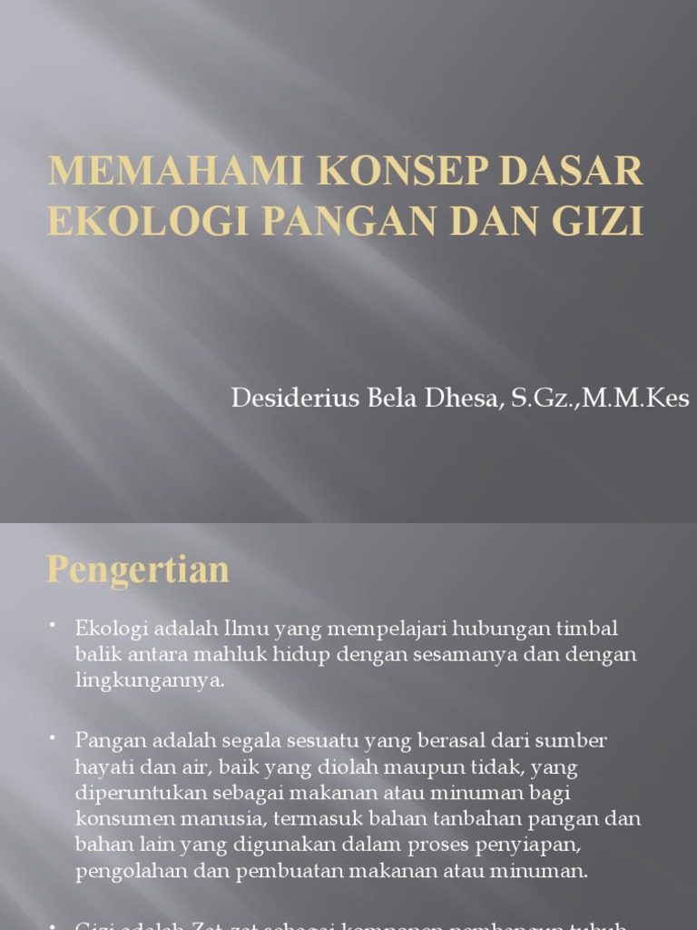 Memahami Konsep Dasar Ekologi Pangan Dan Gizi | PDF