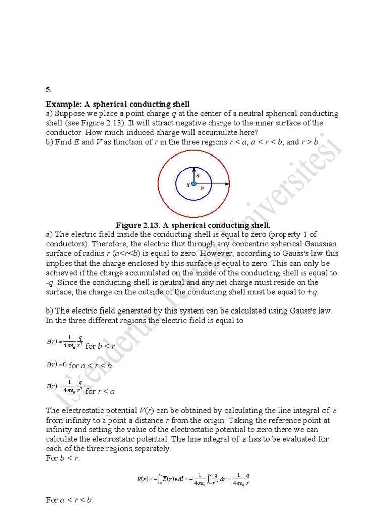 Electric Field and Potential in Conducting Shell | PDF | Science ...