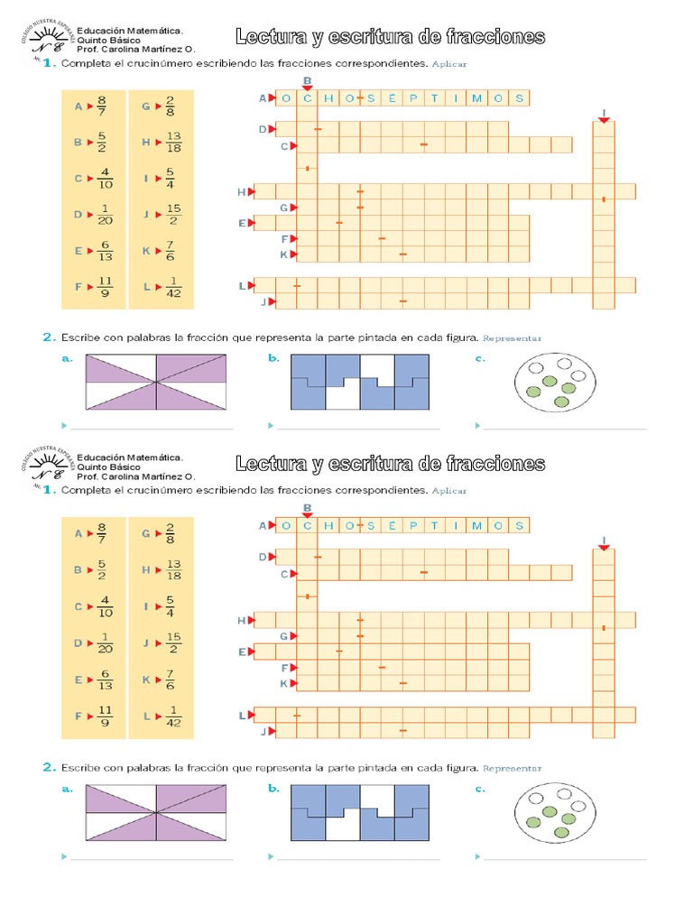 Guia de Leng 5° Lectura y Escritura de Fracciones | PDF