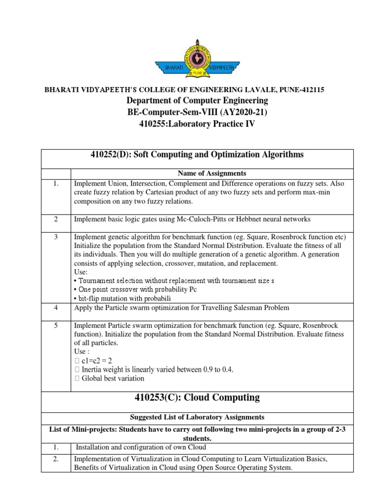 Computer Engineering Lab Assignments | PDF | Cloud Computing | Genetic ...