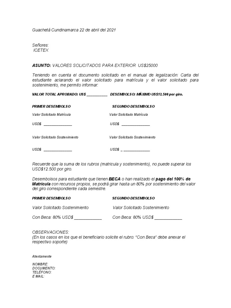 Carta Valores Exterior | PDF