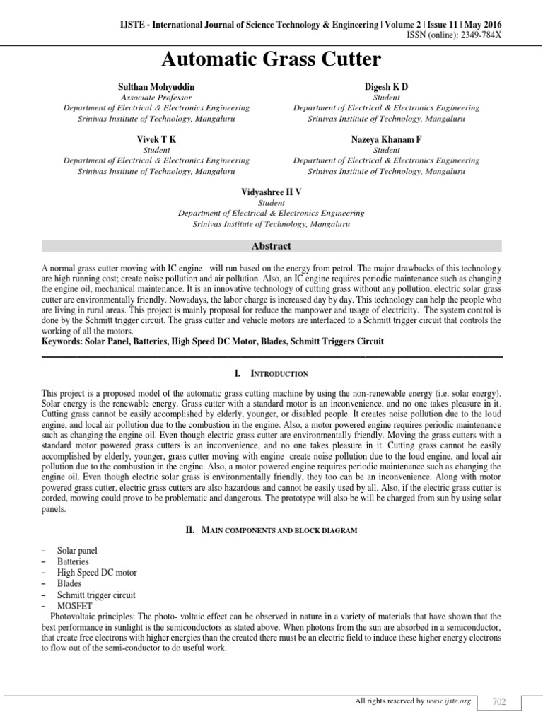 Automatic Grass Cutter | PDF | Engines | Electrical Engineering