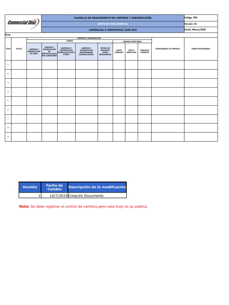 Formato Planillas Areas Comunes | PDF